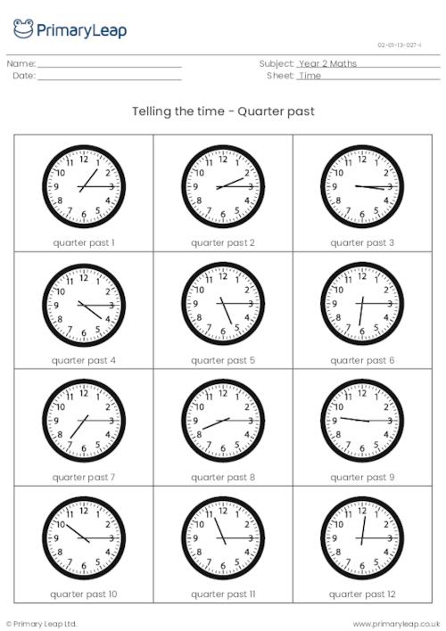 Numeracy: Quarter to times information sheet | Worksheet | PrimaryLeap ...