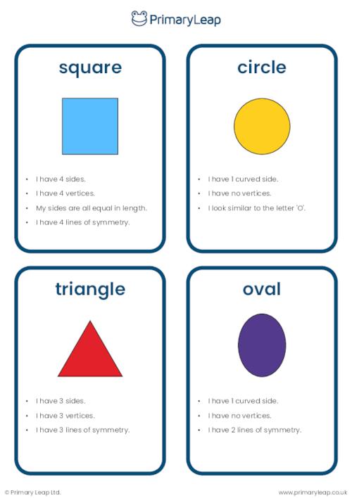 Numeracy: 2D shapes information cards | Worksheet | PrimaryLeap.co.uk