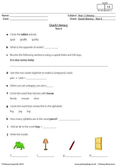 Year 1: Literacy Printable Resources & Free Worksheets for Kids ...