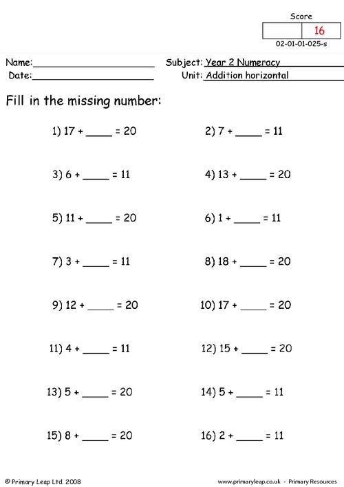 Numeracy: Vertical addition | Worksheet | PrimaryLeap.co.uk