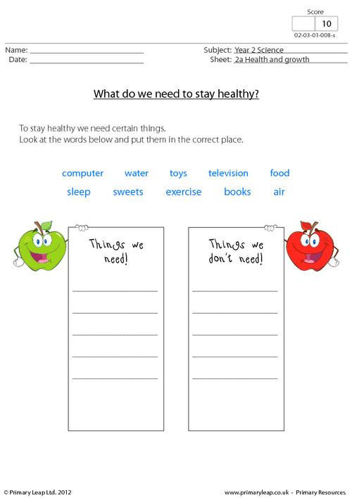 Science: A balanced diet | Worksheet | PrimaryLeap.co.uk