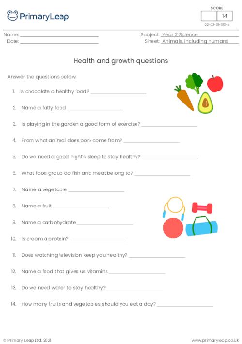 Science: A balanced diet | Worksheet | PrimaryLeap.co.uk