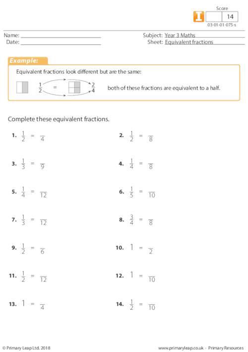 Numeracy: Tenths Fractions and decimals | Worksheet | PrimaryLeap.co.uk