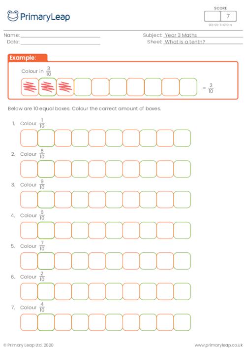 Numeracy: Fractions of quantities | Worksheet | PrimaryLeap.co.uk