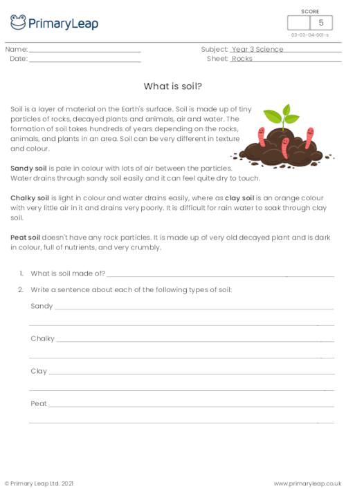 Science: Reading comprehension Types of soil | Worksheet | PrimaryLeap ...