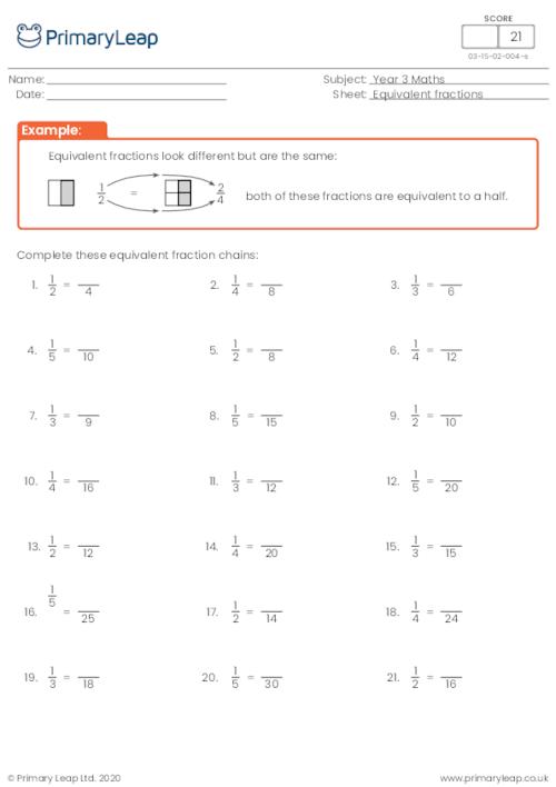 Numeracy: Fractions of quantities | Worksheet | PrimaryLeap.co.uk