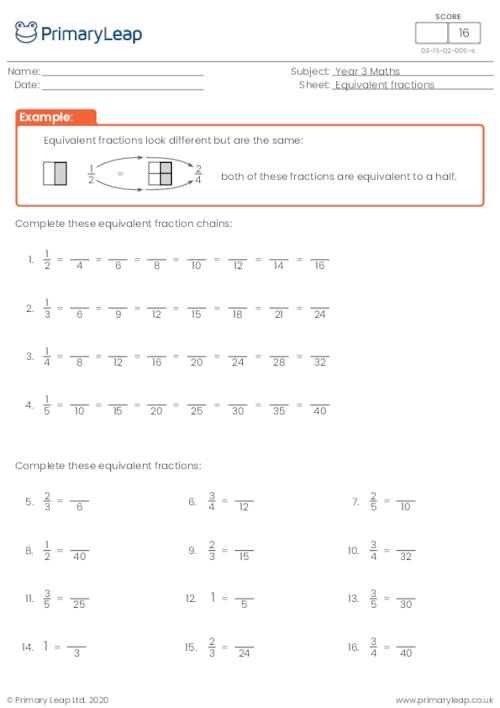 Numeracy: Fractions of quantities | Worksheet | PrimaryLeap.co.uk