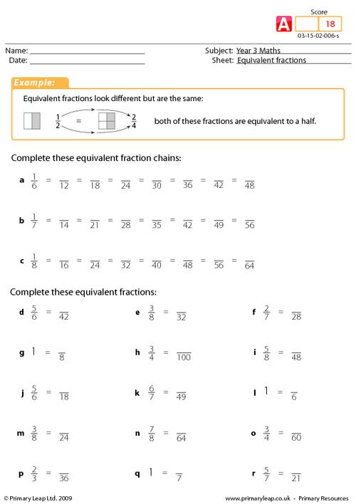 Numeracy: Recognising Fractions | Worksheet | PrimaryLeap.co.uk