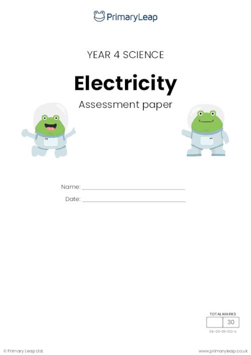 Science: Y4 Electricity assessment | Worksheet | PrimaryLeap.co.uk