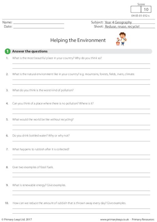 Geography: Helping the Environment | Worksheet | PrimaryLeap.co.uk
