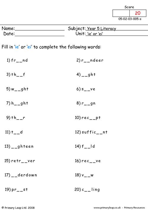 Literacy: Year 5/6 Spelling Word List | Worksheet | PrimaryLeap.co.uk