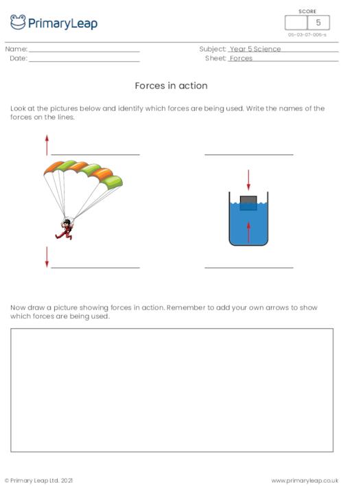 Science: Forces vocabulary quiz | Worksheet | PrimaryLeap.co.uk