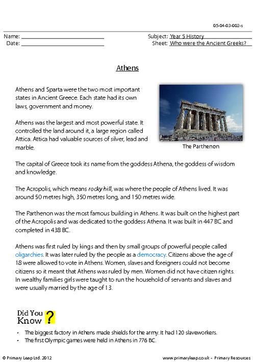History: How Have The Ancient Greeks Influenced Us Today? | Worksheet ...