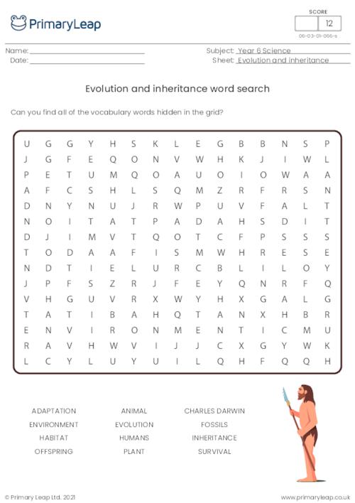 Science: Charles Darwin word search | Worksheet | PrimaryLeap.co.uk