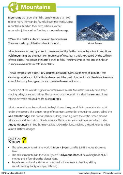 Geography: Vegetation and Climate | Worksheet | PrimaryLeap.co.uk
