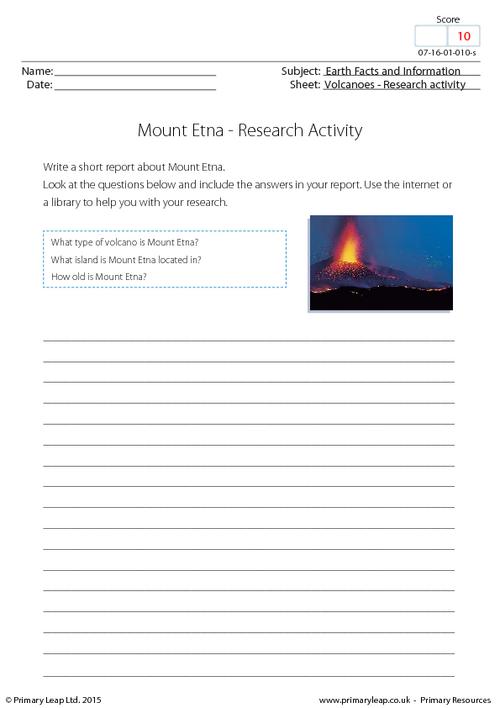 Geography: Research activity Mount Vesuvius | Worksheet | PrimaryLeap.co.uk