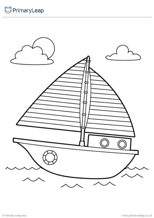 Boat colouring page
