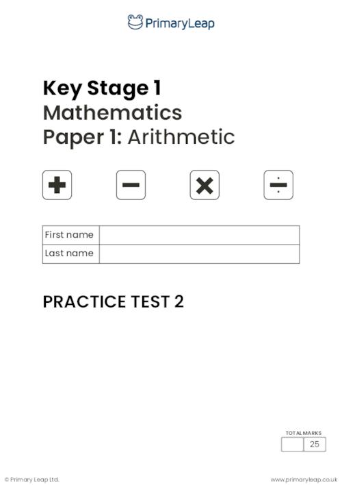 Numeracy: KS1 Maths Paper 1 Practice Test 3 | Worksheet | PrimaryLeap.co.uk