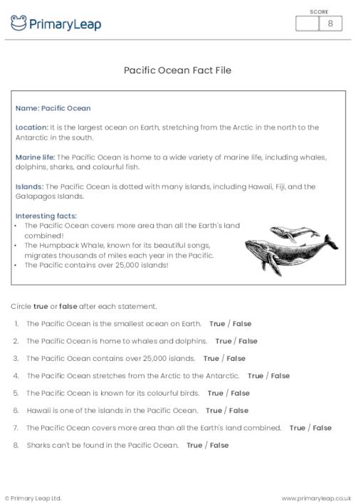 Geography: Facts about the Oceans | Worksheet | PrimaryLeap.co.uk